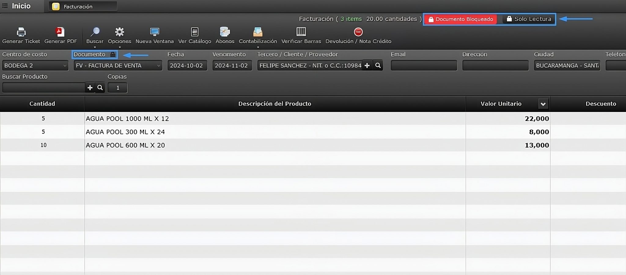Modo lectura en documentos - ITS Contable